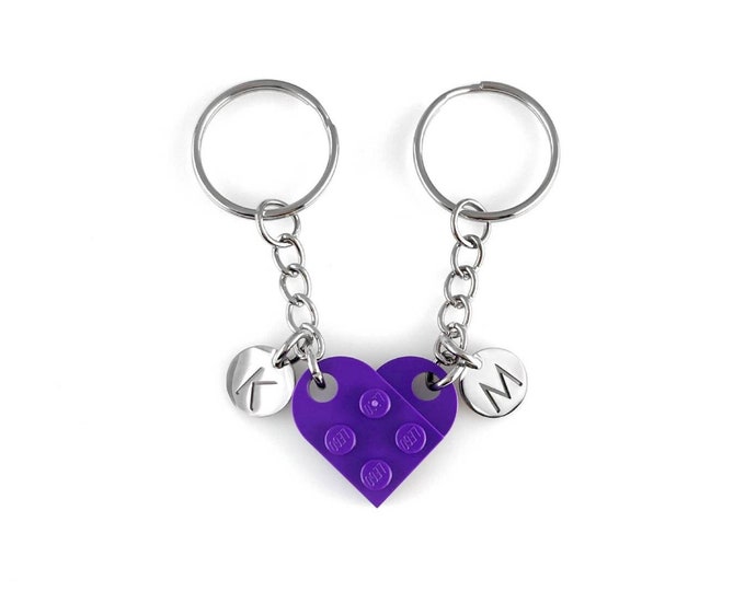 Heart Keychain Set - Made With Authentic LEGO® Bricks, INITIALS ...