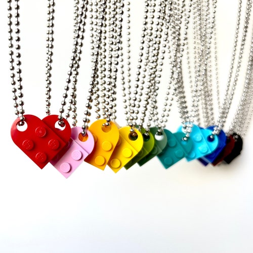 Heart Necklace Set Made With Authentic LEGO® Bricks 100% - Etsy