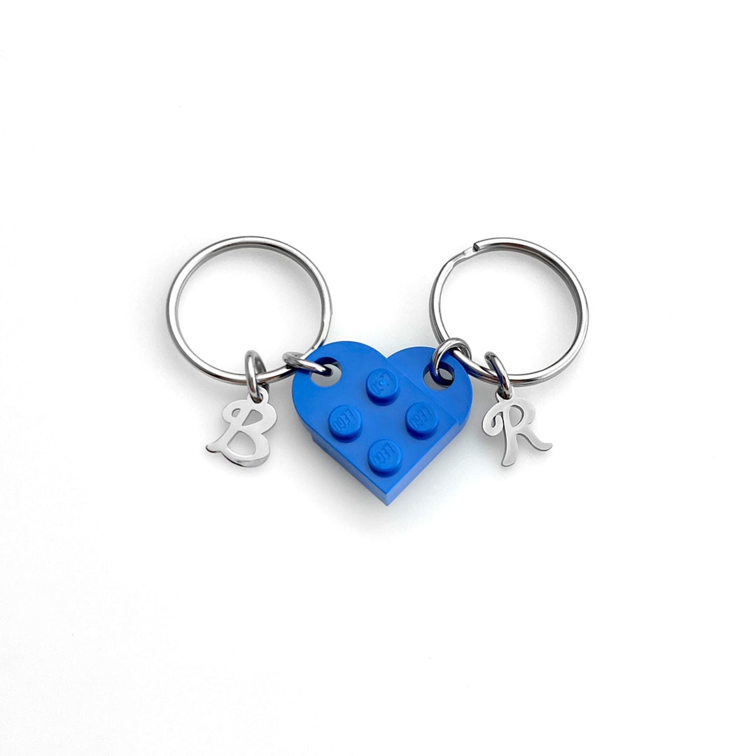Heart Keychain Set Made With Authentic LEGO® Bricks, Initials Matching ...