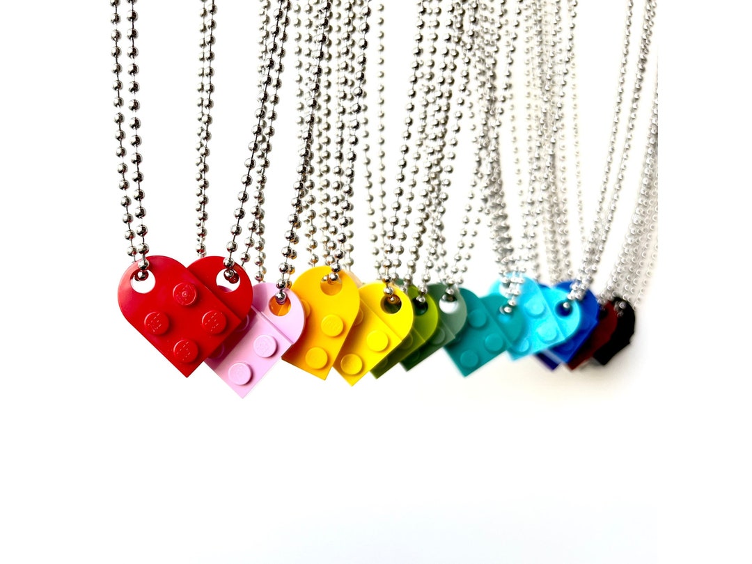 Heart Necklace Set Made With Authentic LEGO® Bricks Matching Friendship ...