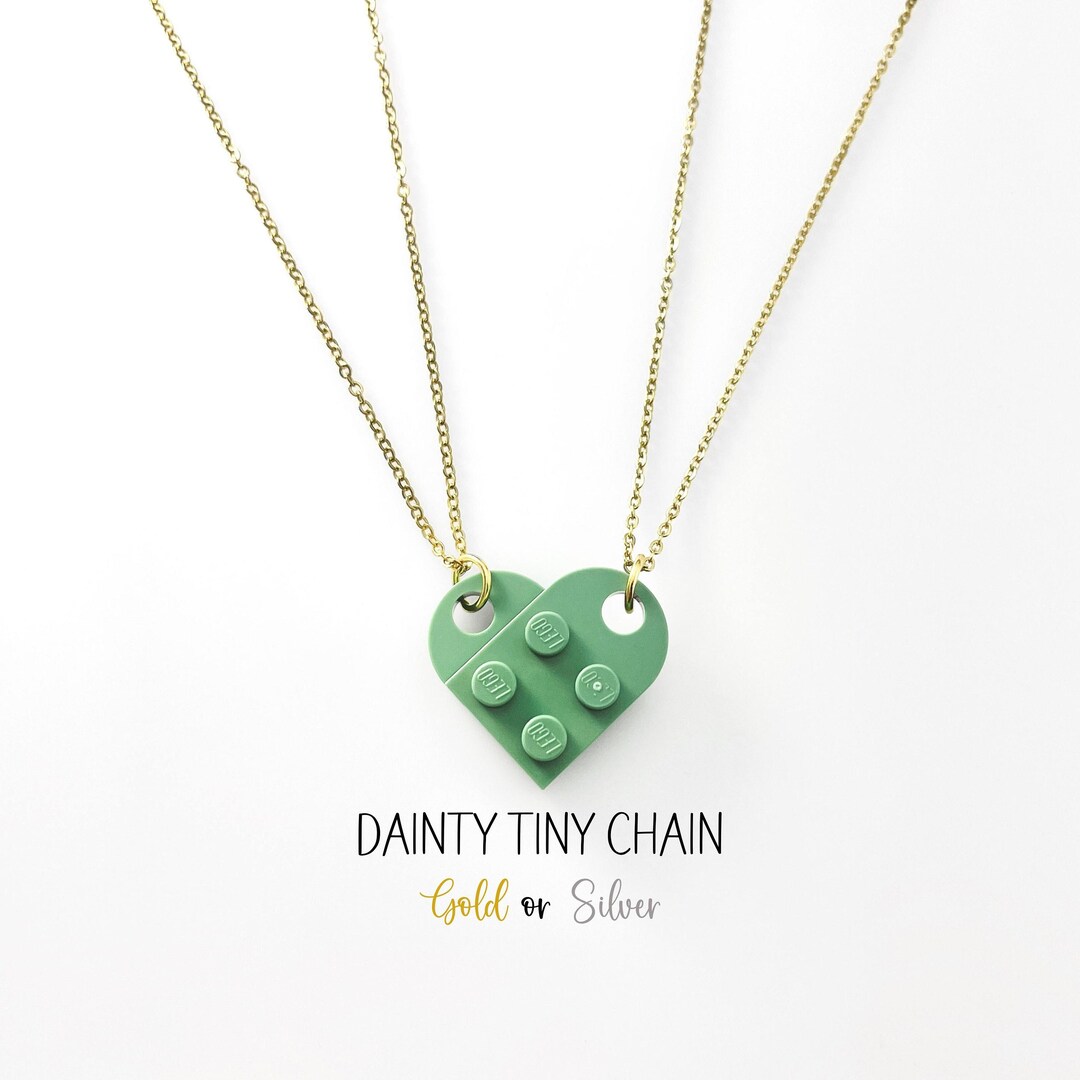 Heart Necklace Set, Made With Authentic LEGO® Bricks, DAINTY CHAINS ...