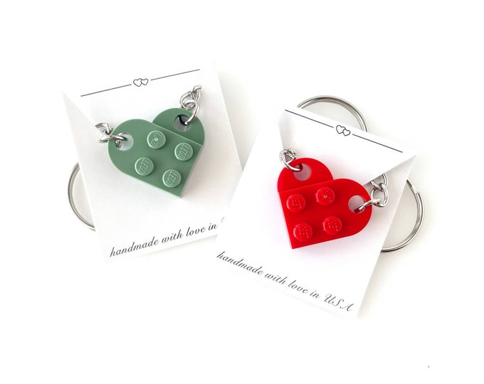 Heart Keychain Set - Made With Genuine LEGO® - Matching Keychains, Gift ...