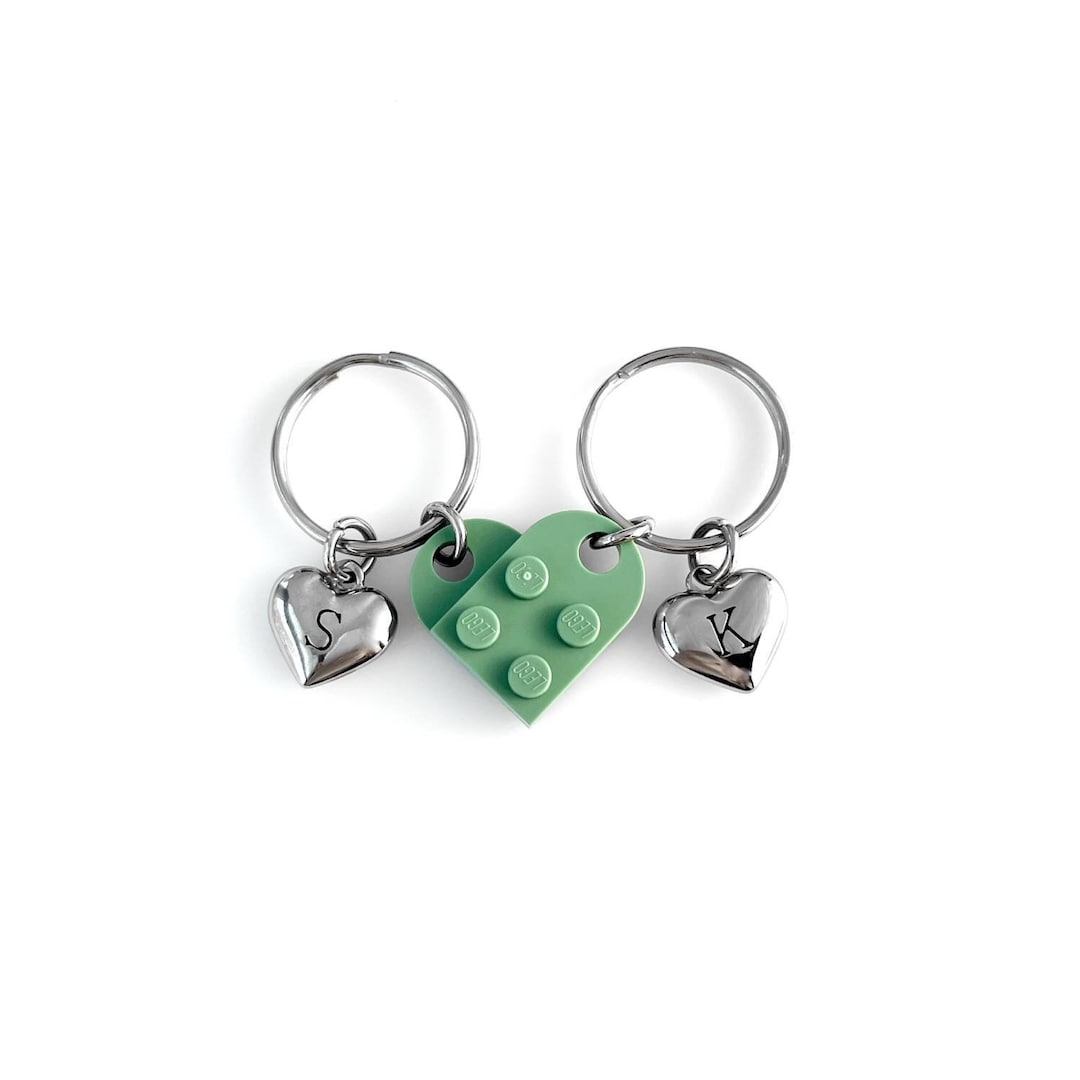 Heart Keychain Set Puffy Heart Initials, Made With Authentic LEGO ...