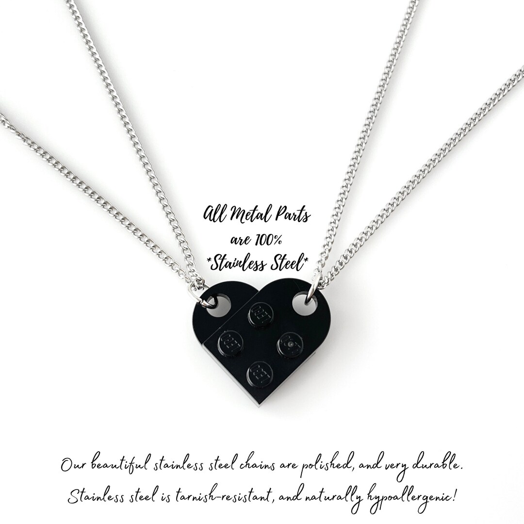 Heart Necklace Set Made With Authentic LEGO® Bricks 100% Stainless ...