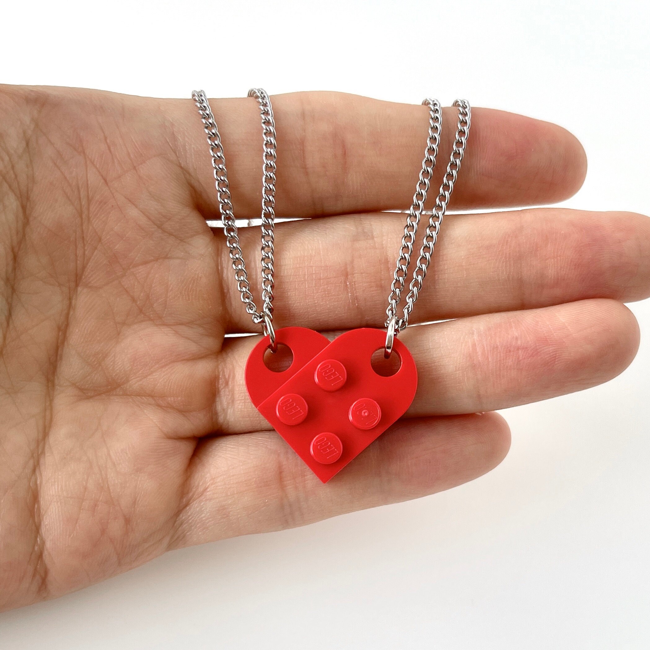 Heart Necklace Set Made With Authentic LEGO® Bricks 100% - Etsy