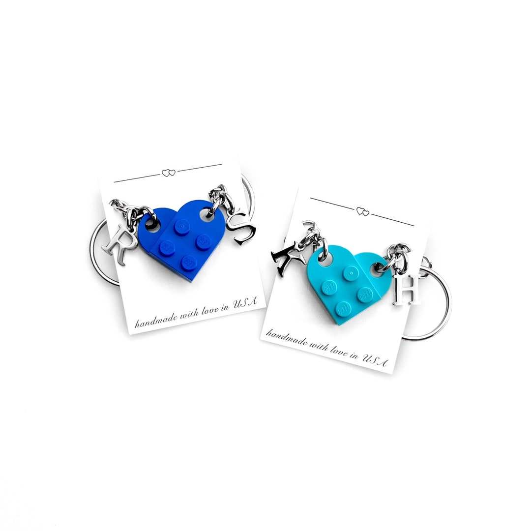 Heart Keychain Set Made With Authentic LEGO® Bricks, INITIALS Matching ...