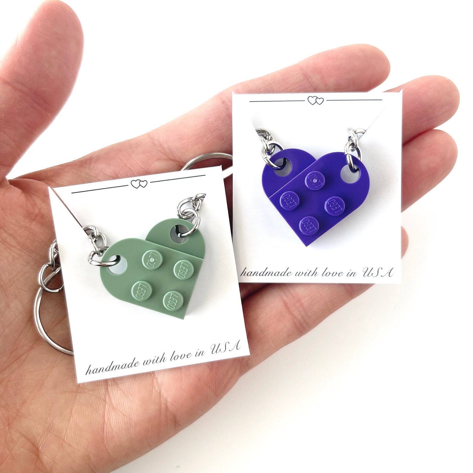 Heart Keychain Set Made With Authentic LEGO® Bricks - Etsy