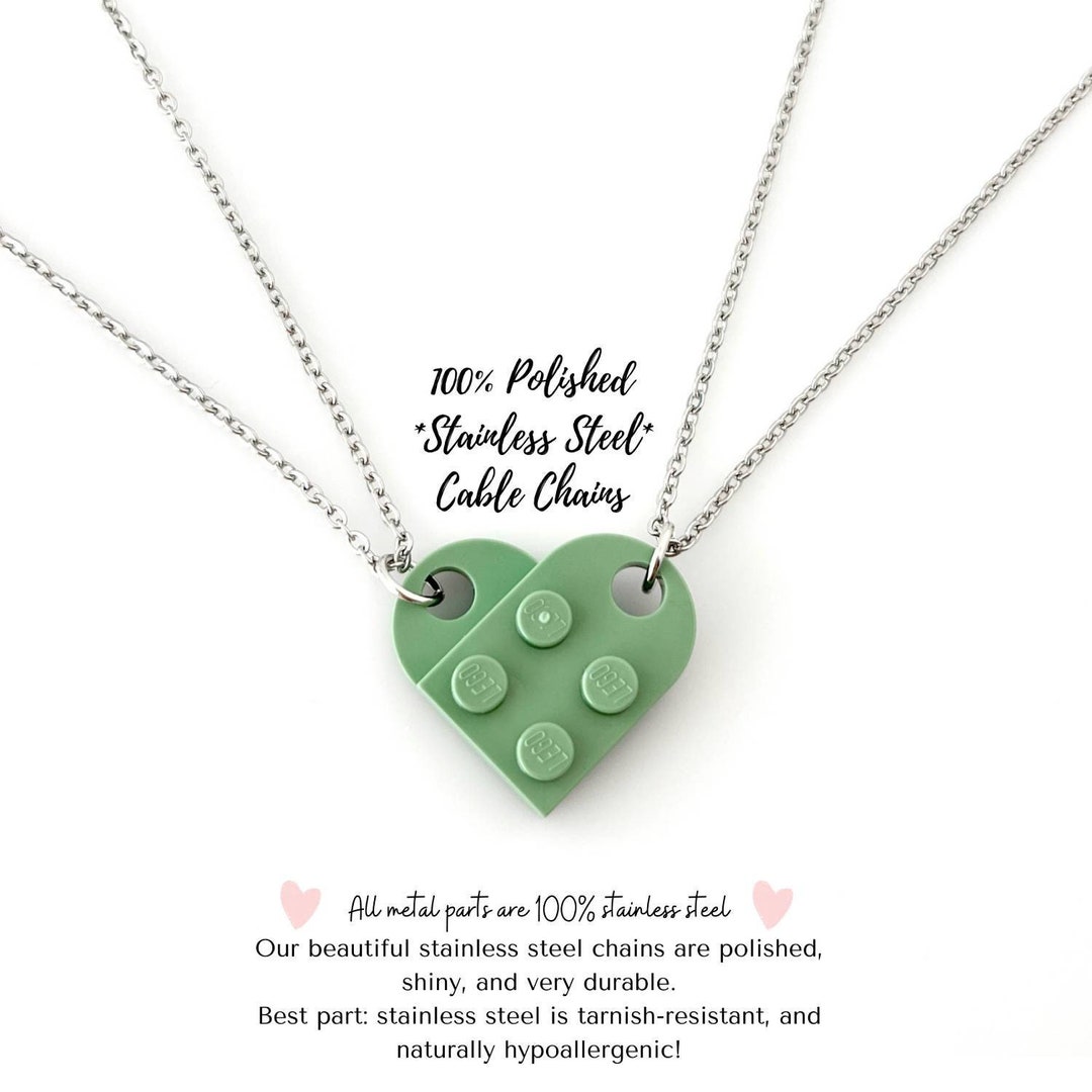 Heart Necklace Set - Made With Authentic LEGO® Bricks - 100% Stainless ...