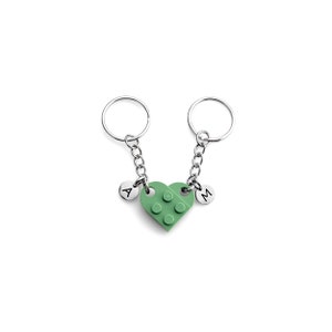 Heart Keychain Set Made With Authentic LEGO® Bricks, INITIALS Matching ...