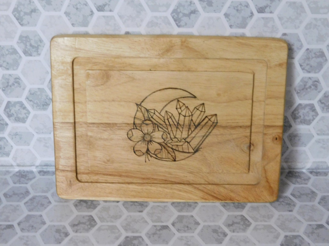Wood Burned Moon Crystal Cutting Board - Etsy