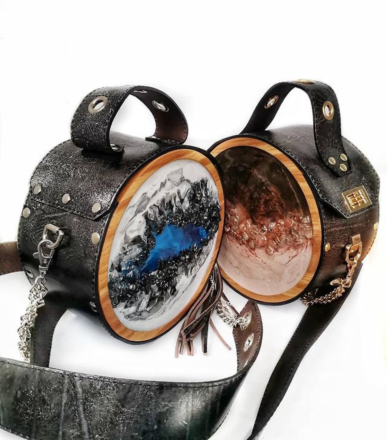 Women's Handbag With Epoxy Resin Bag With Wood Inserts | Etsy