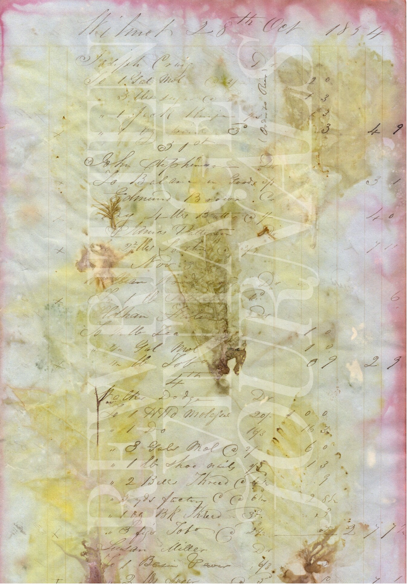 Eco Prints/ 1800s Ledger Paper Eco Prints/ 8 Prints/ PRINTABLES ...