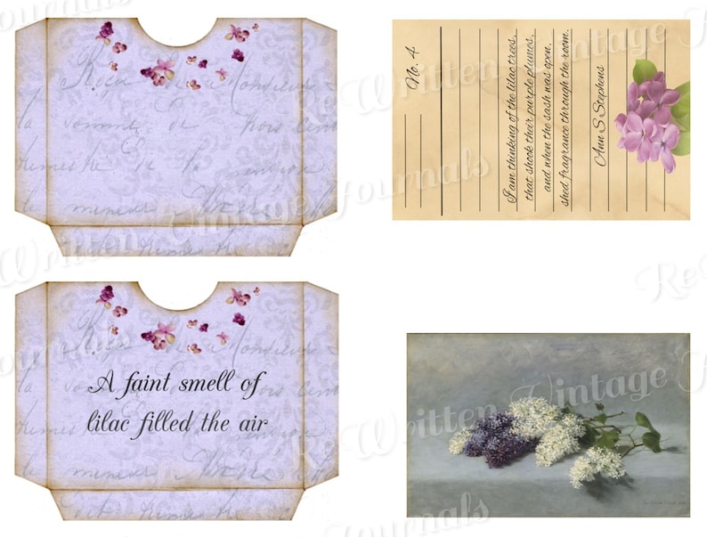 Printable Lilac Tall Skinny Junk Journal Kit. Printable Lilac Journal ...