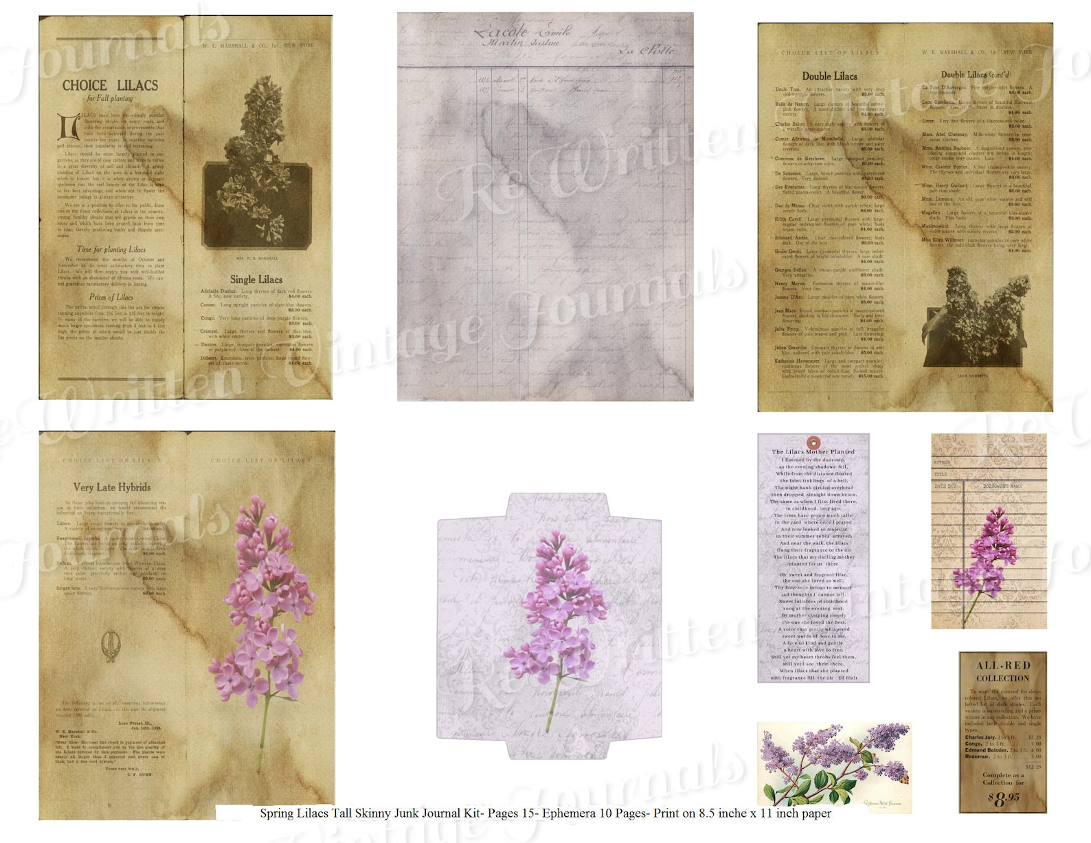Printable Lilac Tall Skinny Junk Journal Kit. Printable Lilac - Etsy