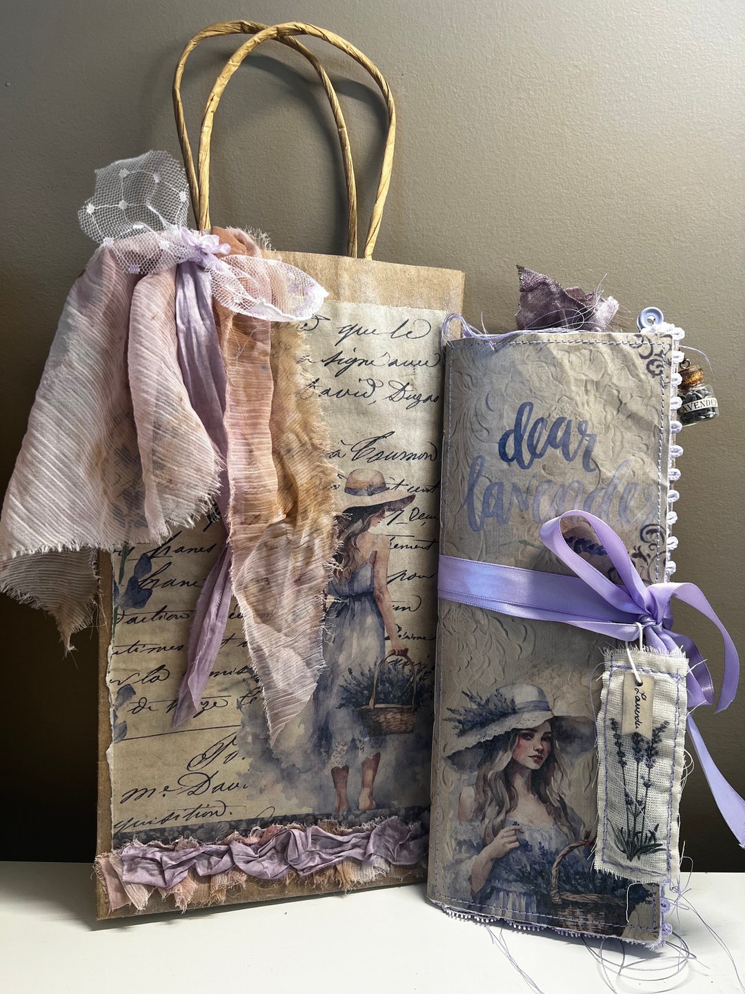 Lavender Junk Journal Gift Set Journal and Bag Set Purple Lavender ...