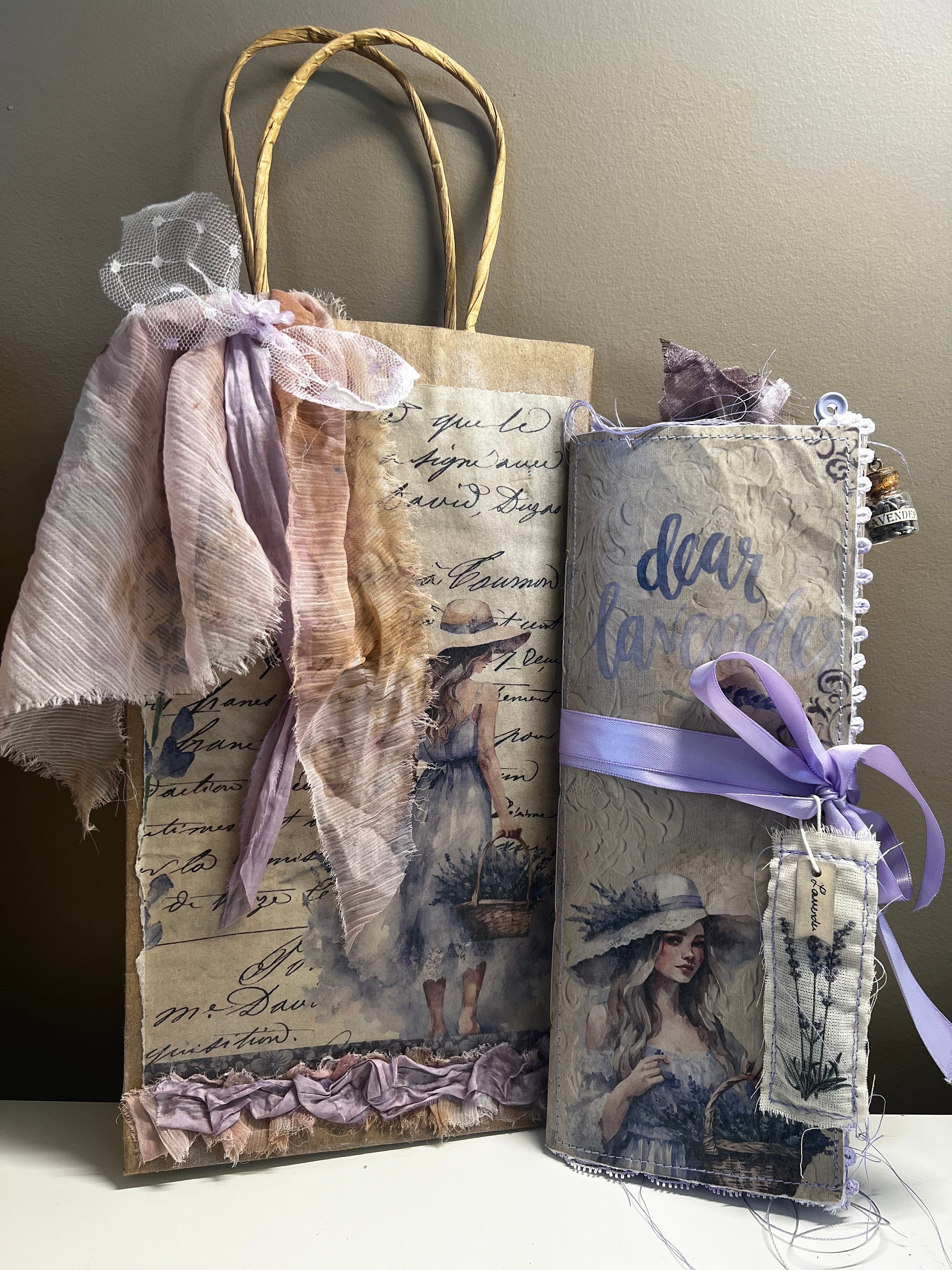 Lavender Junk Journal Gift Set Journal and Bag Set Purple Lavender ...