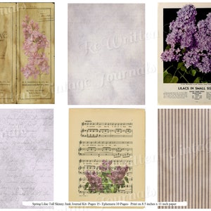 Printable Lilac Tall Skinny Junk Journal Kit. Printable Lilac Journal ...