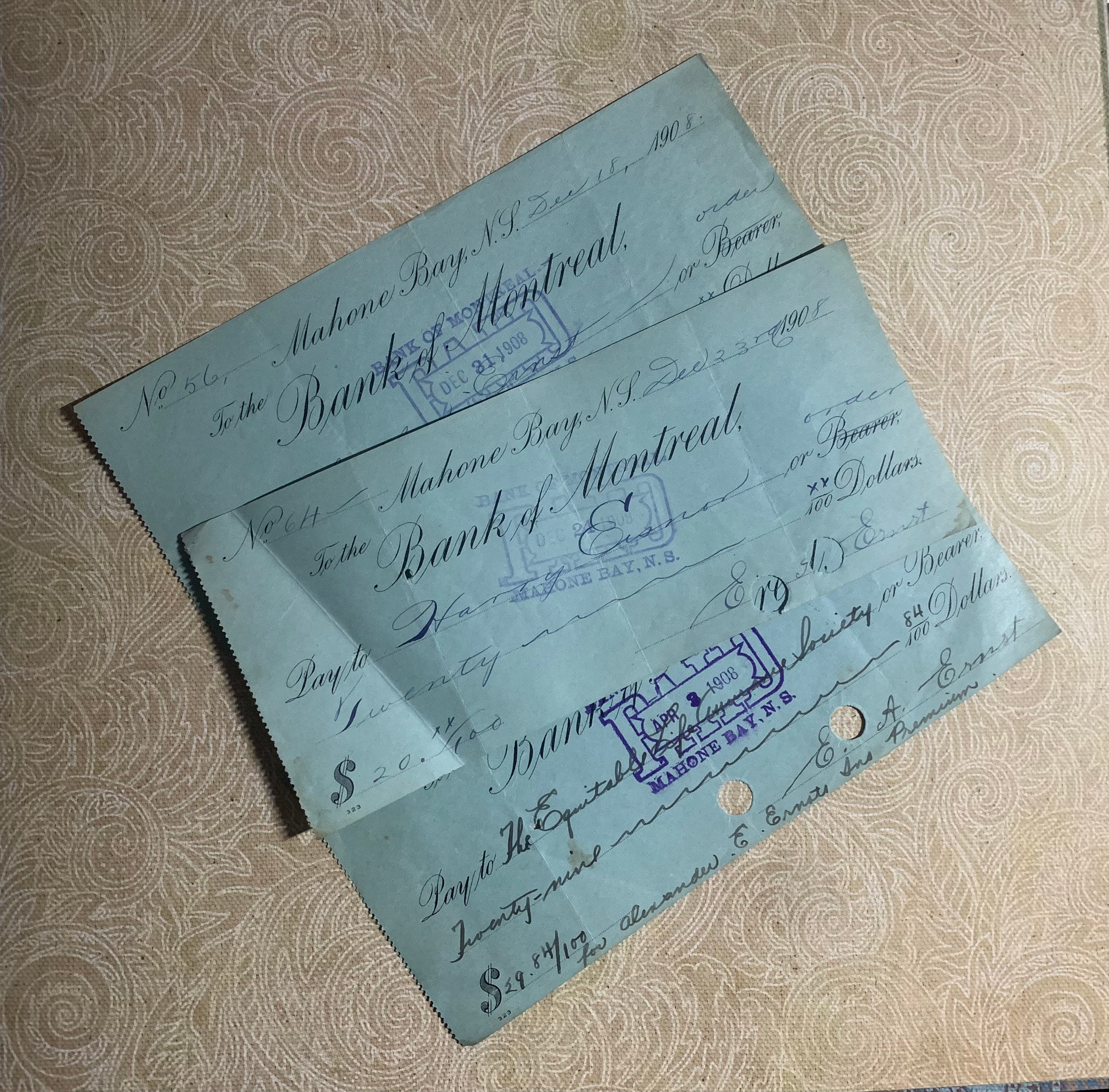 Vintage Cancelled Cheques Vintage Blue Paper Ephemera 1908 - Etsy