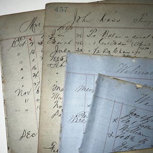 1800's Vintage Ledger Paper, Handwritten Ledger Pages, 3 Different ...