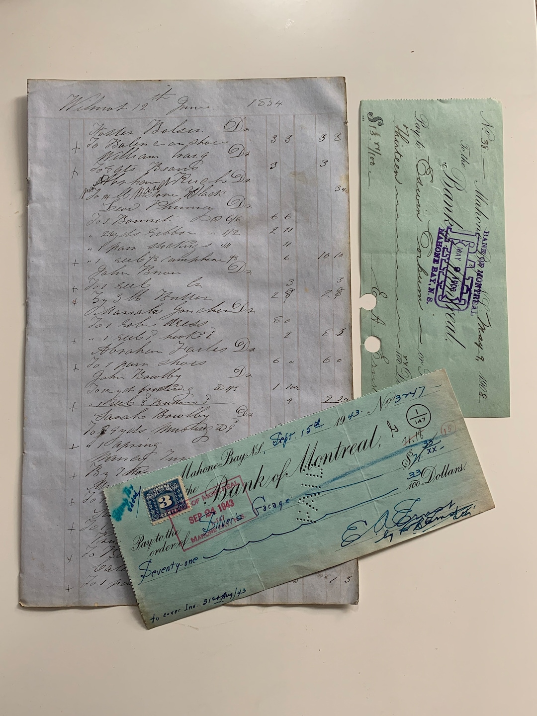1800's Ledger Paper, Vintage Cancelled Bank Cheques, 1900's Paper ...