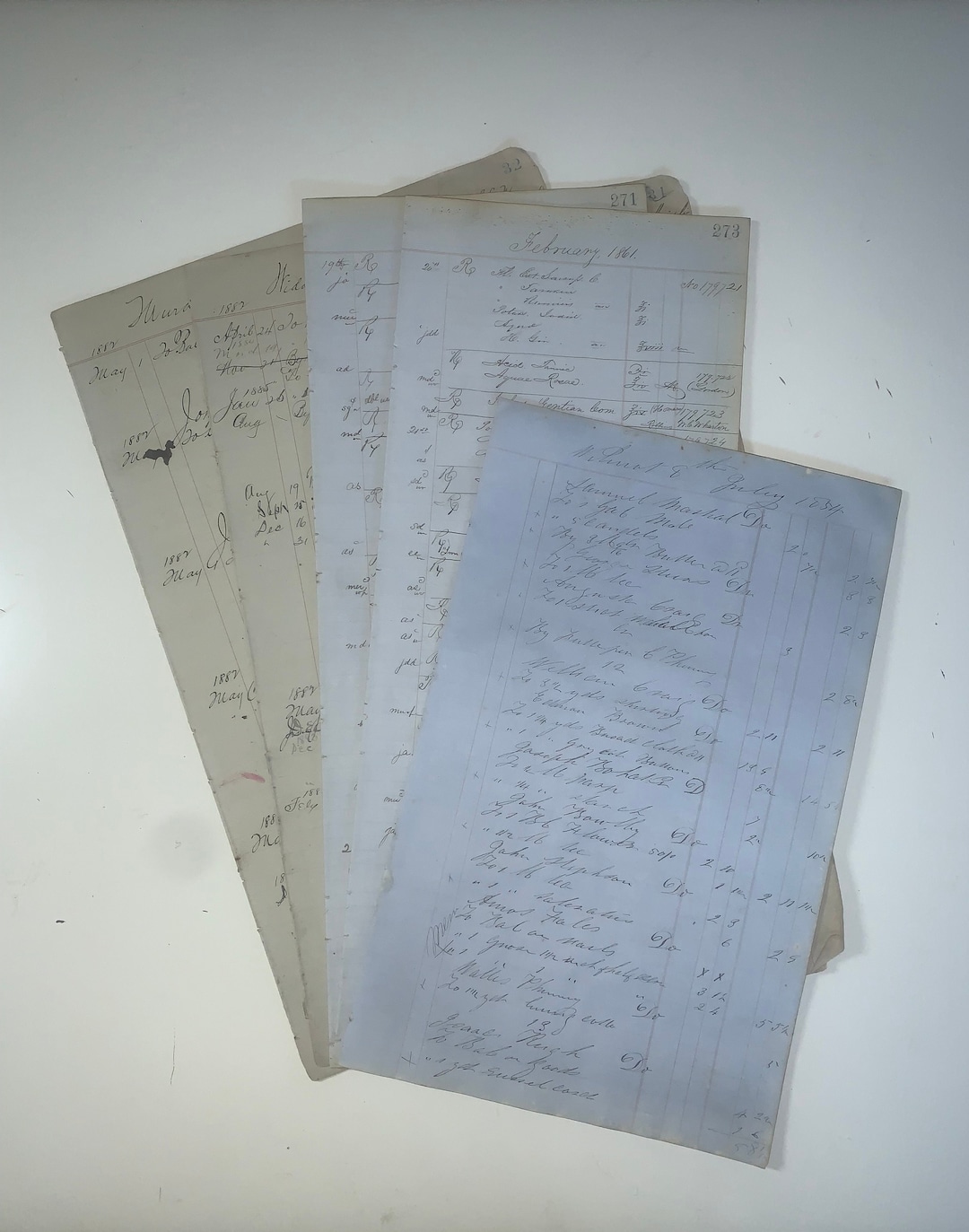 1800's Vintage Ledger Paper, Handwritten Ledger Pages, 3 Different ...