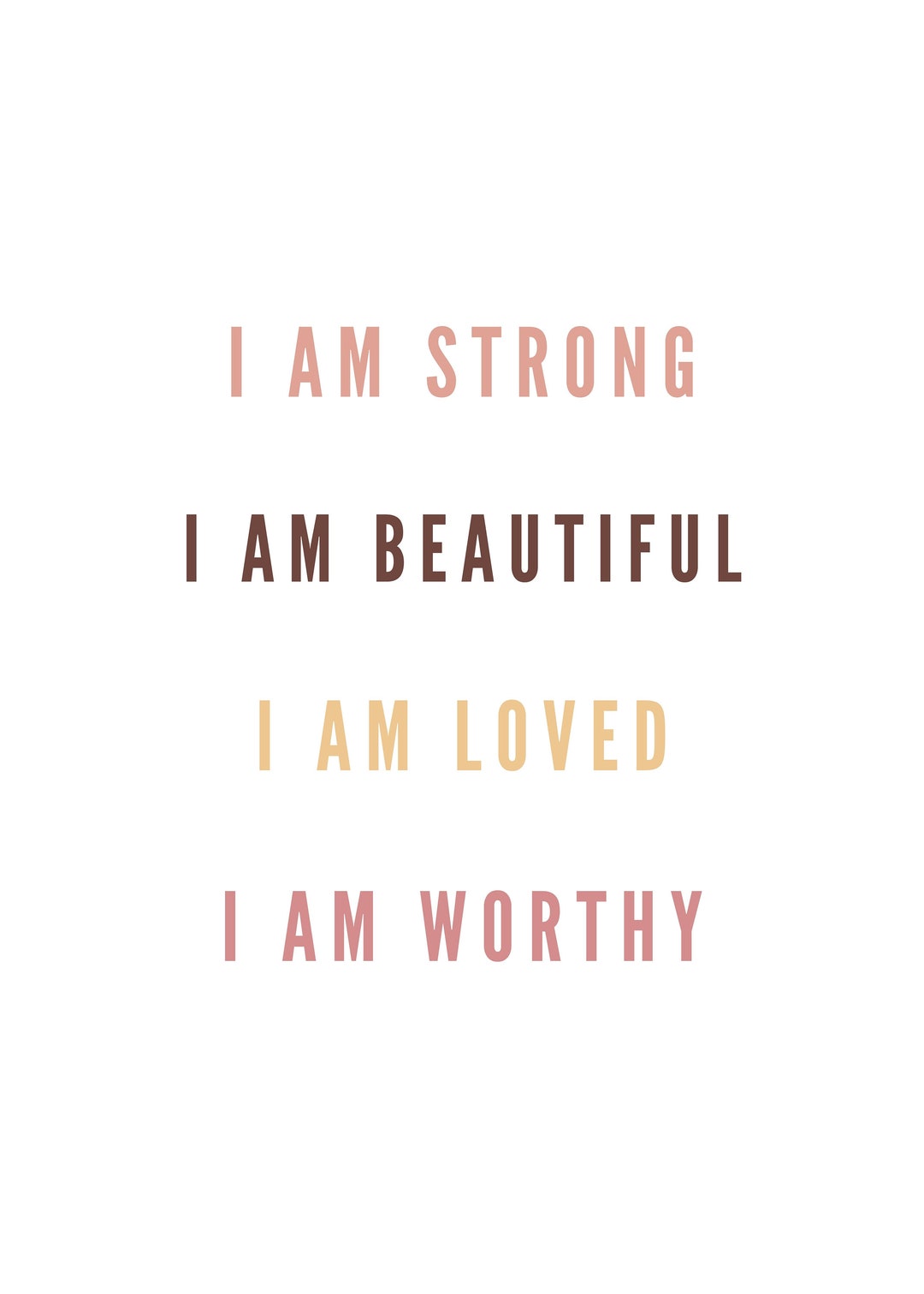 I AM STRONG . I Am Beautiful . I Am Loved /little Girl Printable Wall ...