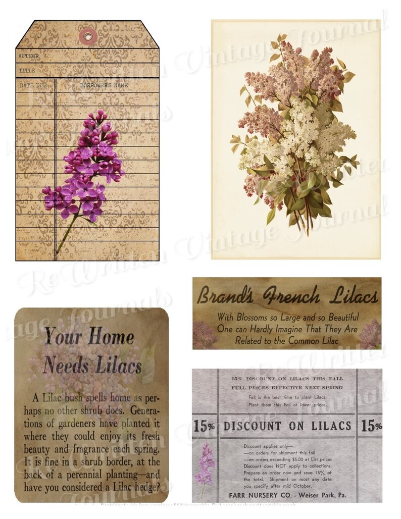 Printable Lilac Tall Skinny Junk Journal Kit. Printable Lilac Journal ...