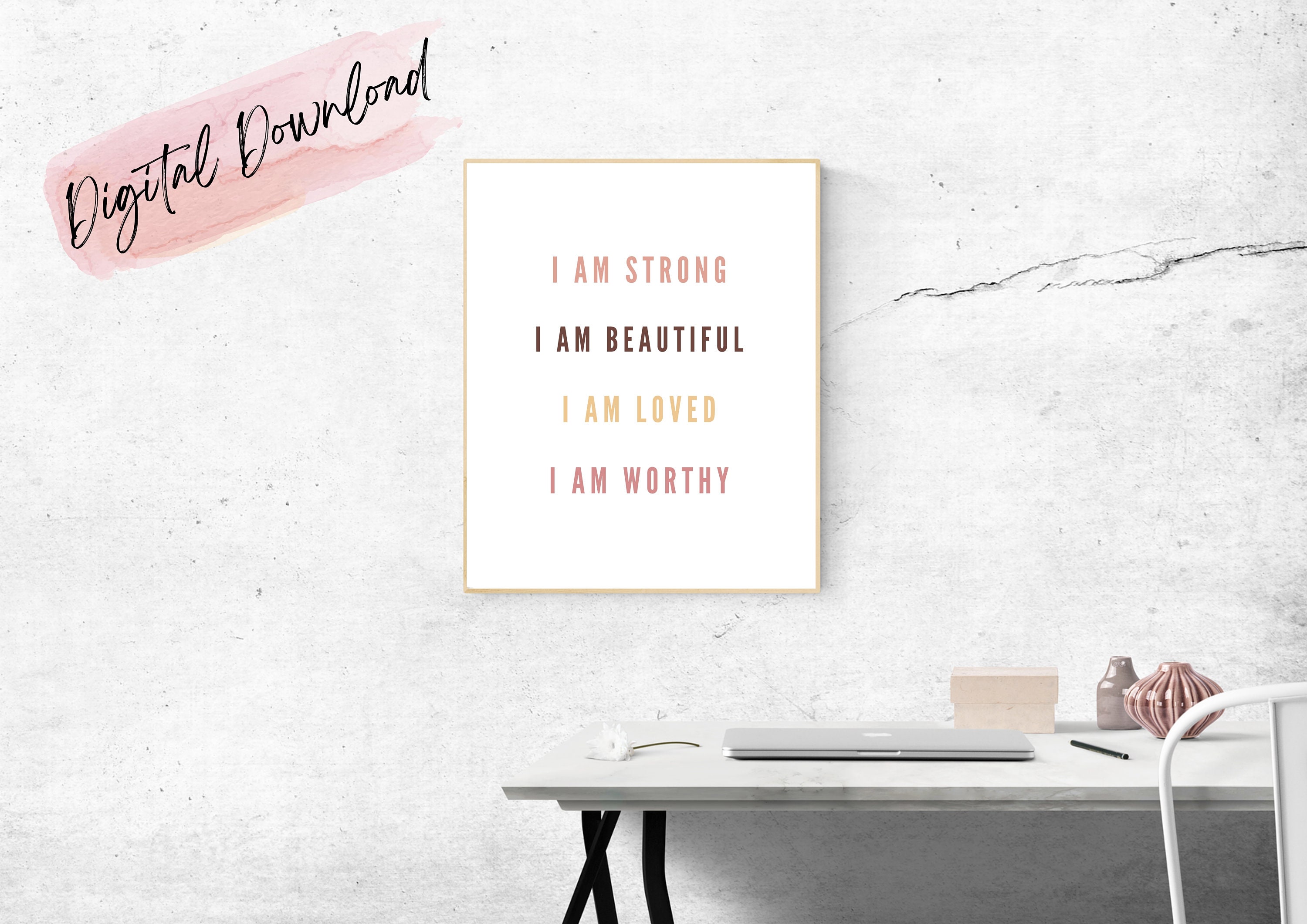 I AM STRONG . I Am Beautiful . I Am Loved /little Girl Printable Wall ...