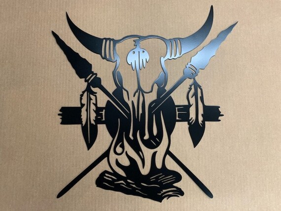 Long Horn Skull Metal Wall Sign Metal Art - Etsy