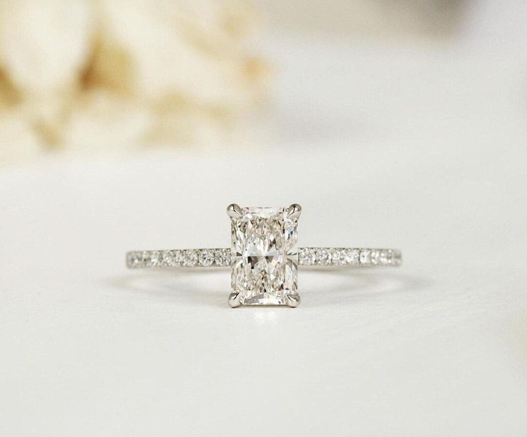 3.05 TC Iced Out Radiant Cut Solitaire,radiant Moissanite Engagement ...