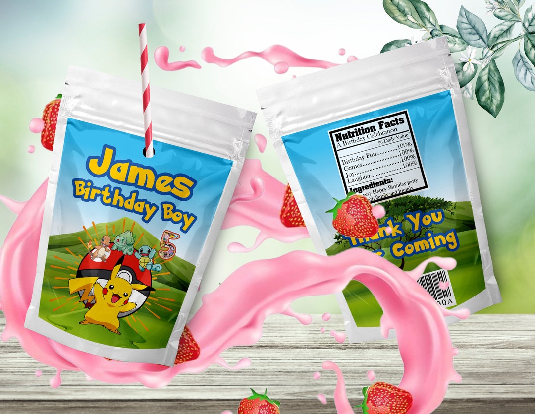 Pikachu Capri Sun Label, Pikachu Juice Pouch Label, Pikachu Party ...