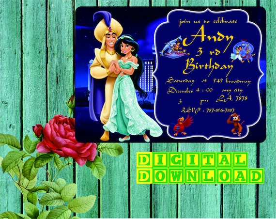 Aladdin Invitation Aladdin Birthday Party Aladdin | Etsy