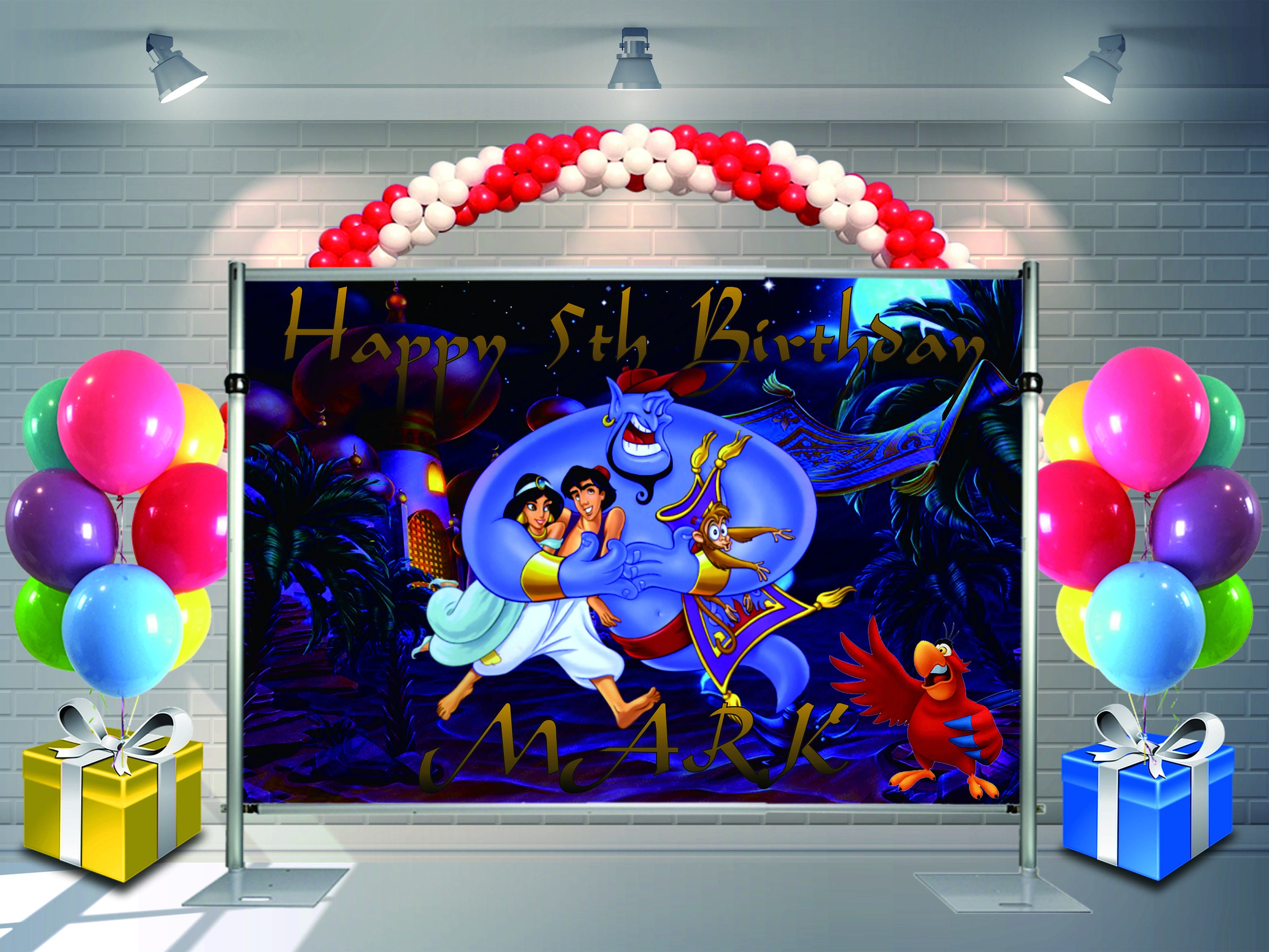 Aladdin Backdrop, Aladdin Birthday Backdrop, Aladdin Banner, Aladdin ...
