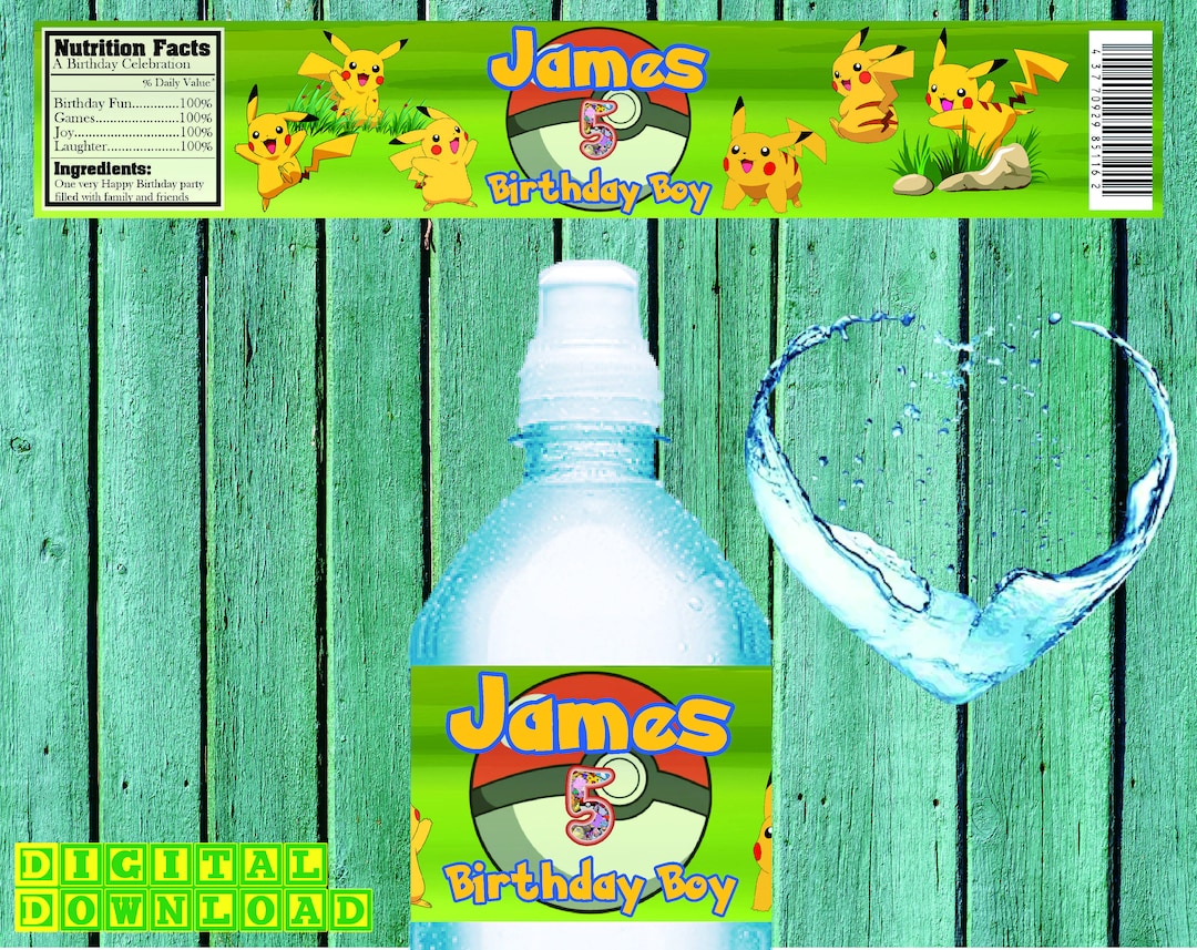 Pikachu Bottle Labels, Pikachu Labels, Pikachu Favors, Pikachu ...