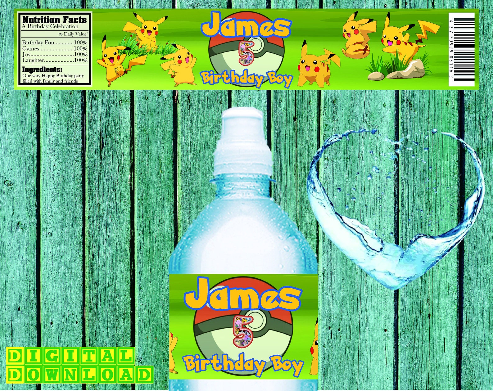 Pikachu Bottle Labels, Pikachu Labels, Pikachu Favors, Pikachu ...