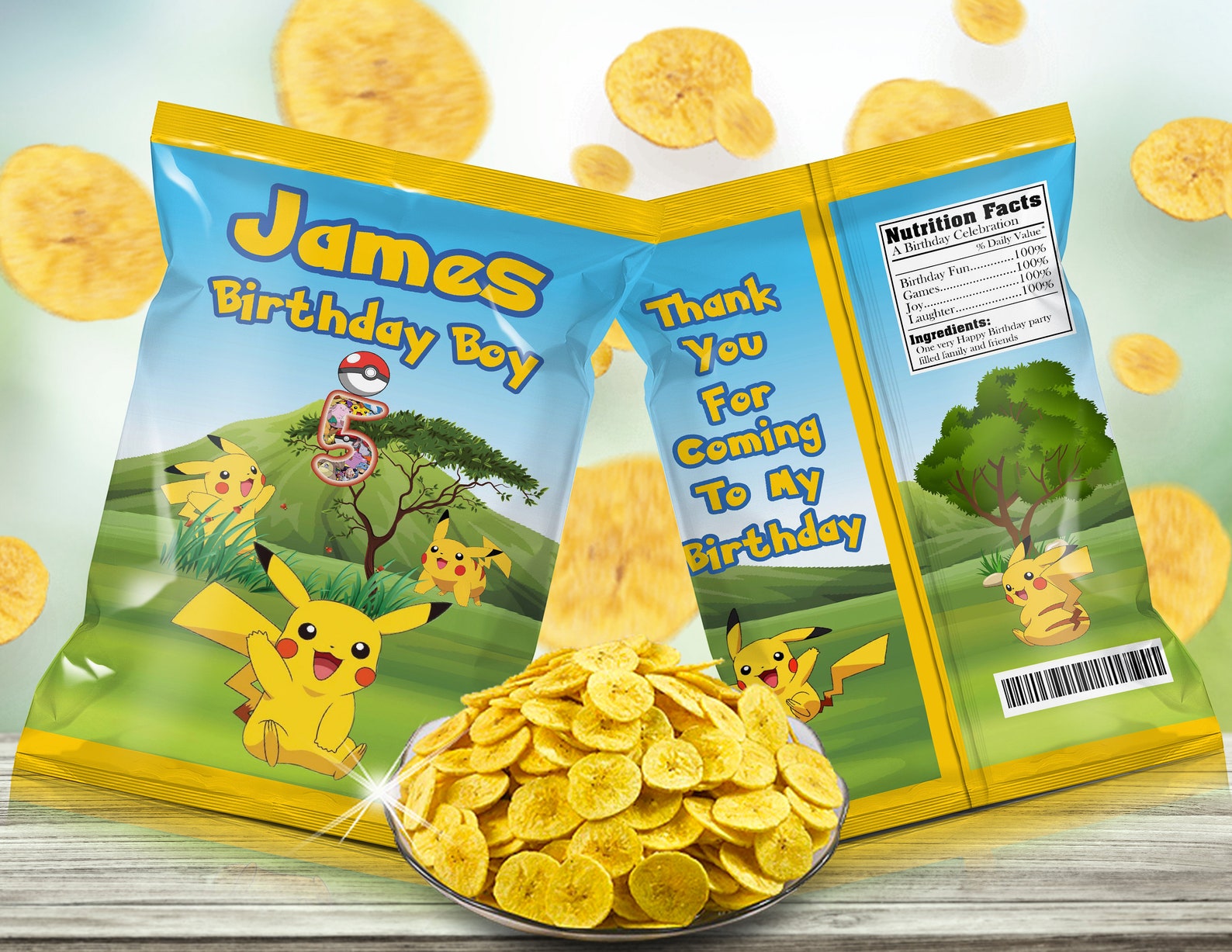 Pikachu Chip Bag Label, Pikachu Snack Bag, Pikachu Party Treats ...