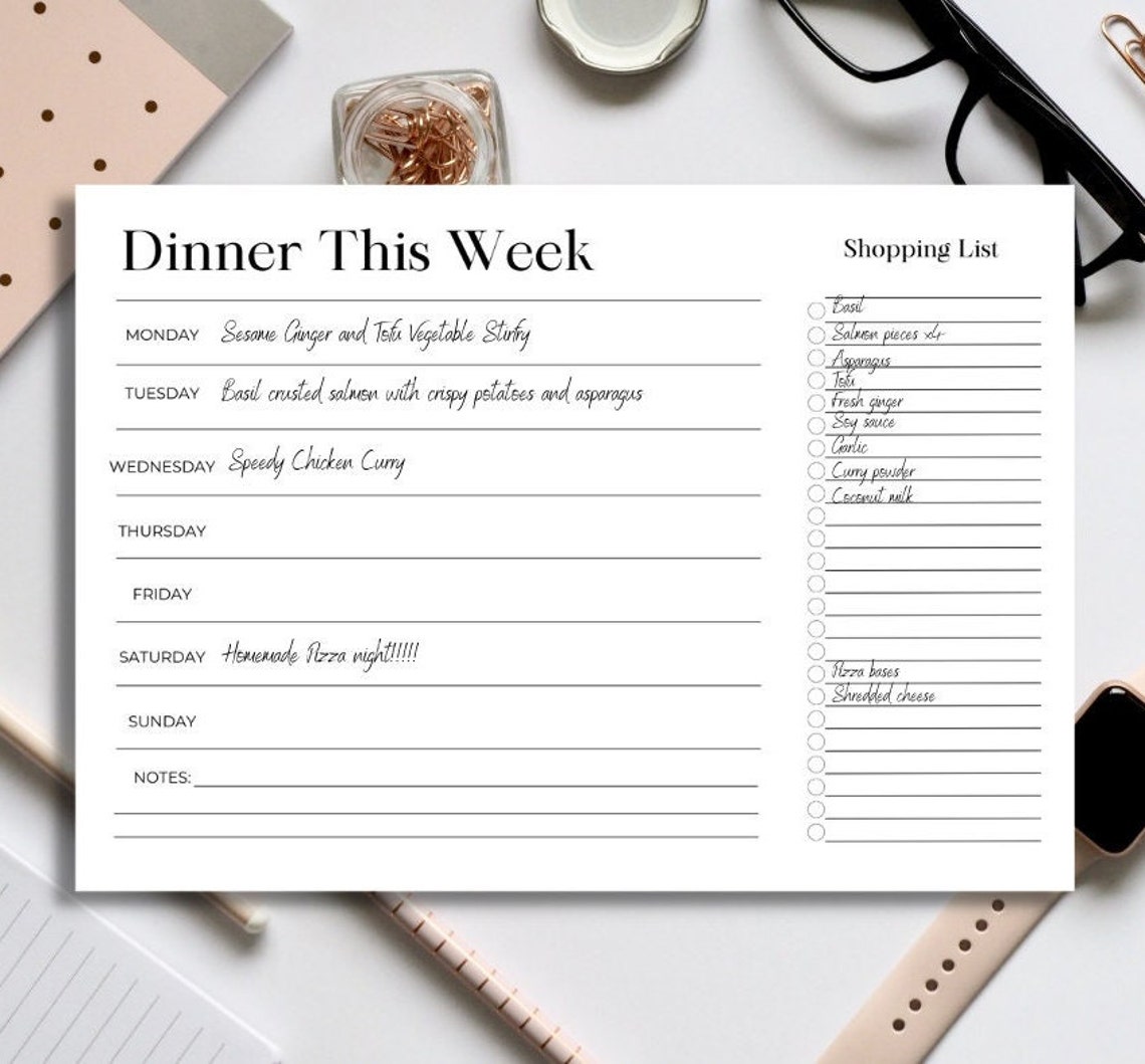 Weekly Dinner Planner, Weekly Meal Planner, Weekly Dinner Menu, Meal ...