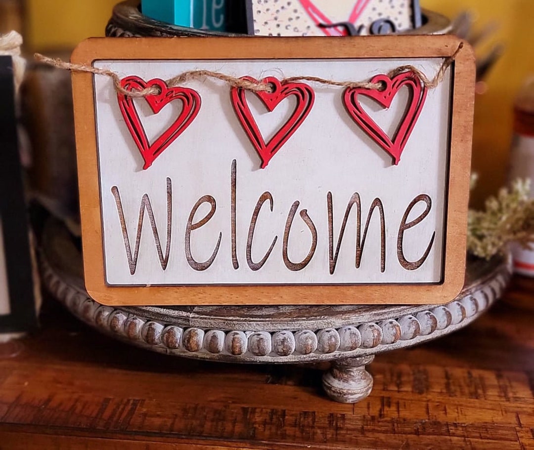 SVG File, Welcome Heart Sign, Door Hanger Wall Decor Valentines - Etsy