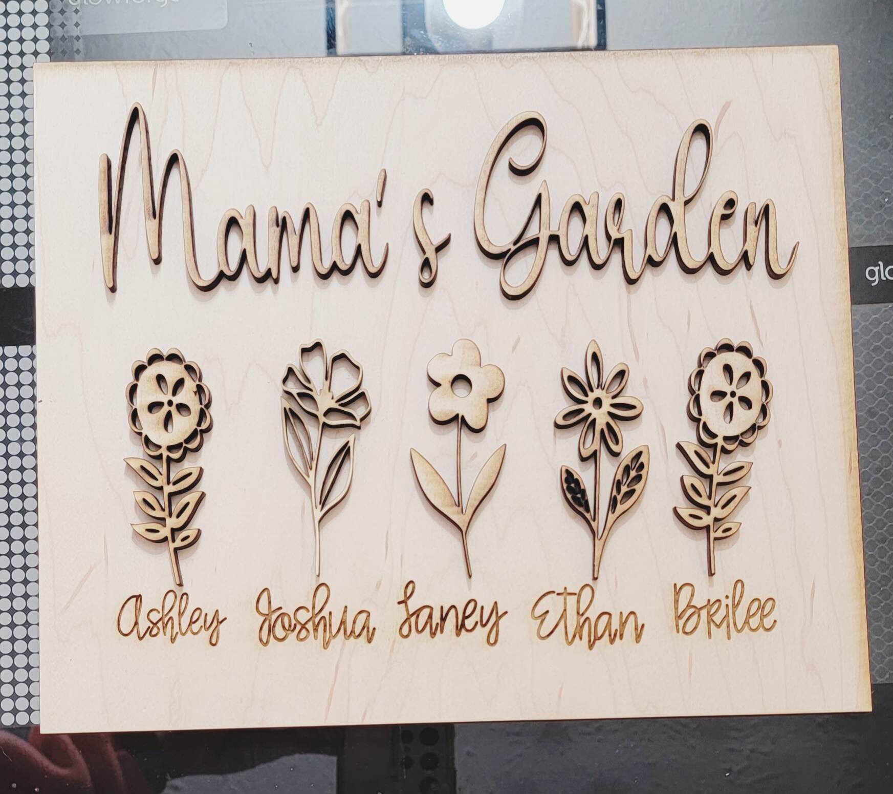 Mother's Day Flower Kids Name Sign Digital File - Etsy