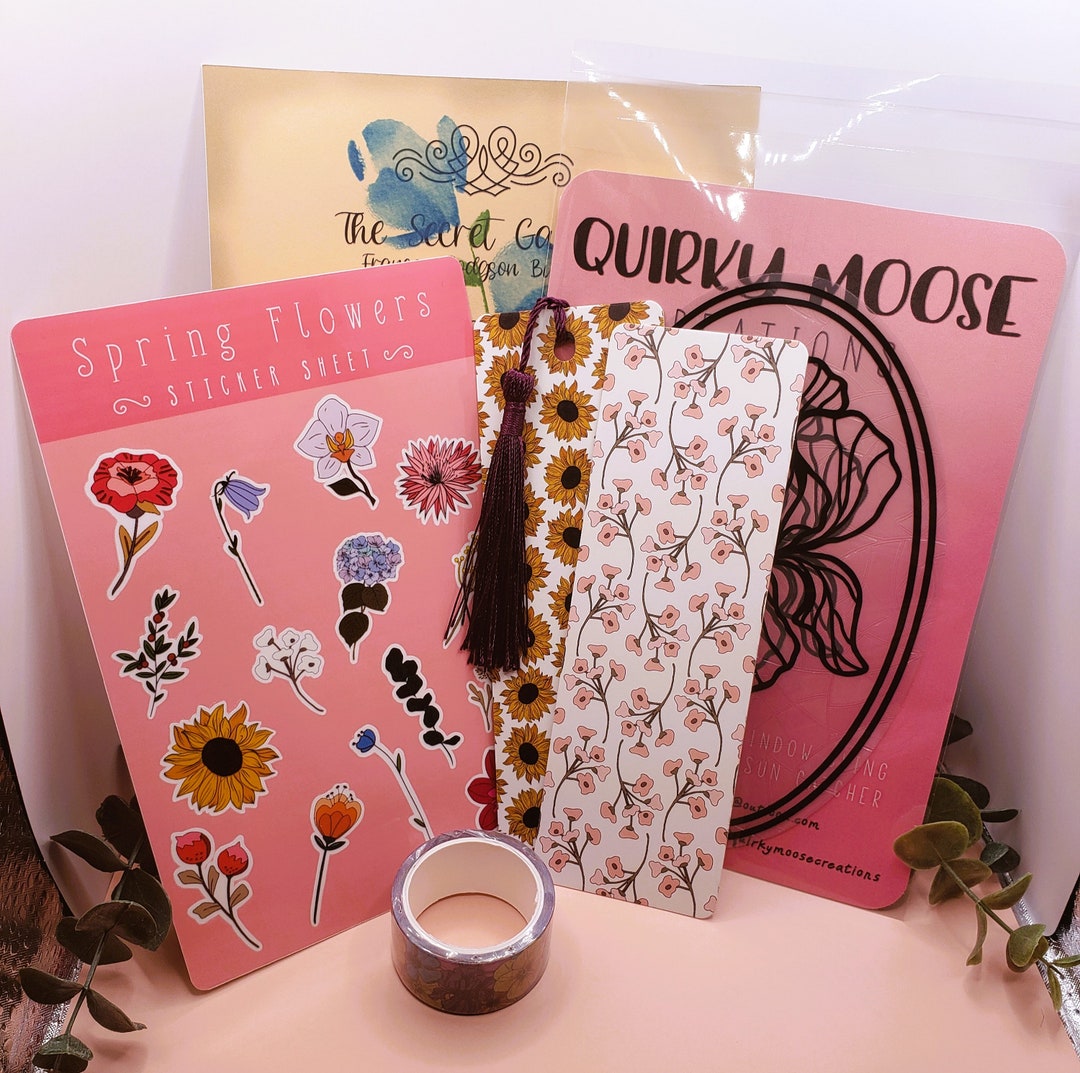 Flower Bundle, Flower Book Art Print, Sticker Pack, Bookmarks ...