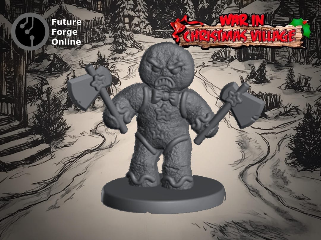Axes Gingerbread Man War in Christmas Village Designed by Jackalope - Etsy