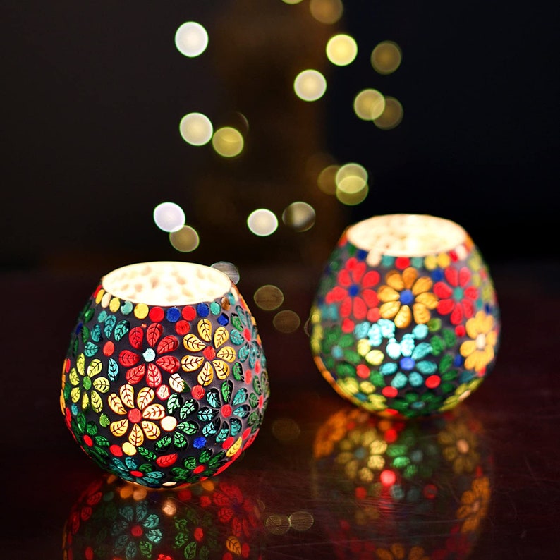 Tree Glass Mosaic Tealight Candle for Home Decoration Mosaic - Etsy