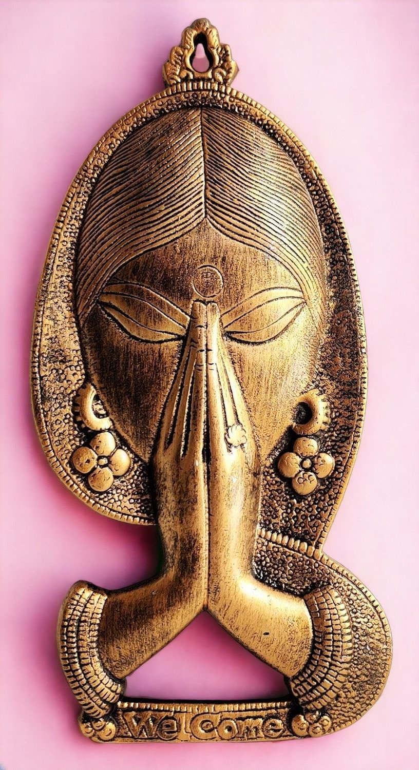 Handcrafted Indian Namaste Metal Wall Decor Traditional Religious ...