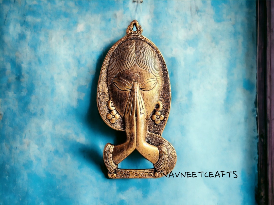 Handcrafted Indian Namaste Metal Wall Decor Traditional Religious ...