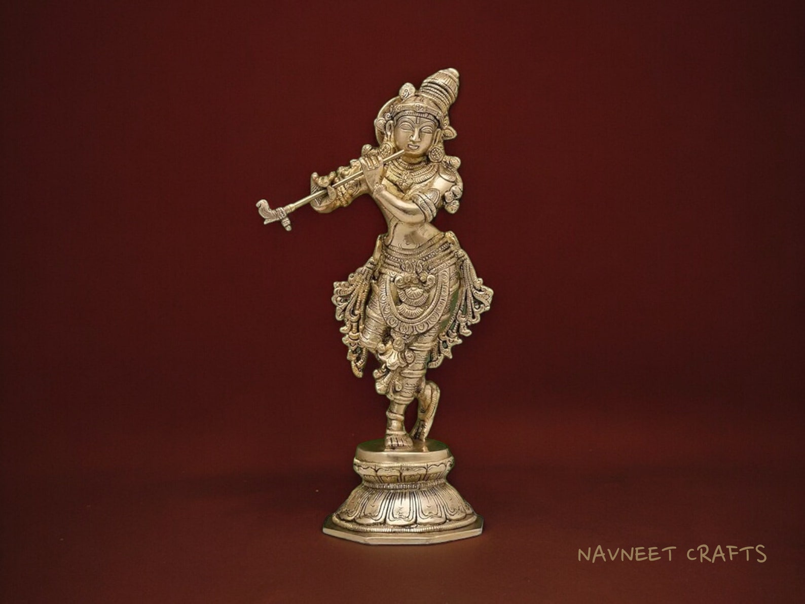 Brass Krishna Statue for Temple Mandir Altar Hindu Home Decor, Lord ...