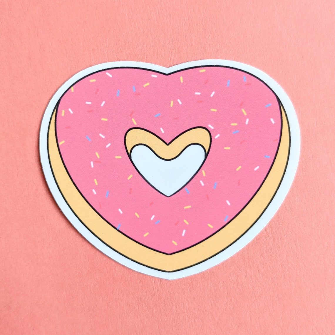 Heart Doughnut Sticker Waterproof Matte Vinyl Kawaii | Etsy