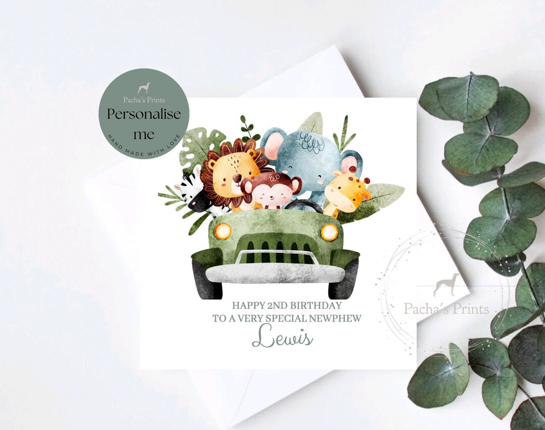 Jungle Birthday Card, Wild One, Personalised Children's Birthday Card ...