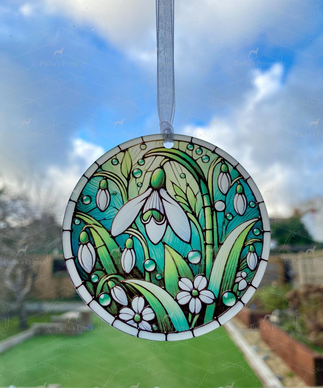 Stained Glass Acrylic Snowdrop Sun Catcher, Sympathy. Gift, Window ...