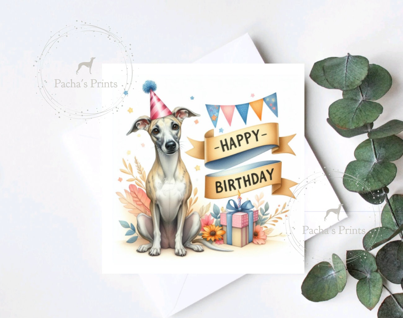 Whippet Birthday Card, Happy Birthday,dad Mum, From the Whippet Dog ...