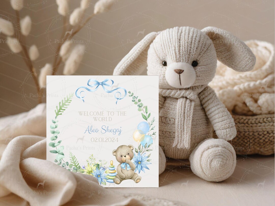 Personalised New Baby Boy Card, Welcome to the World, Congratulations ...